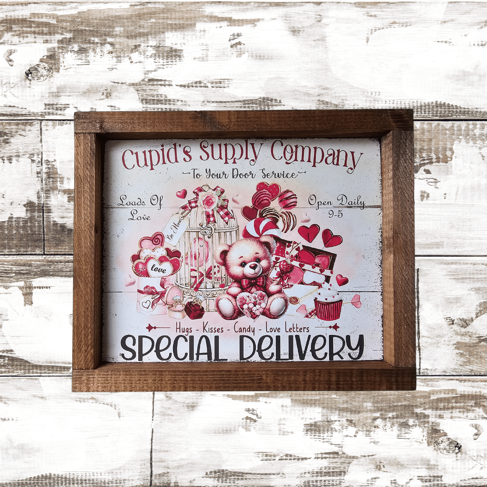 Cadre Sign Farmhouse Saint-Valentin - Cupid's Supply Company