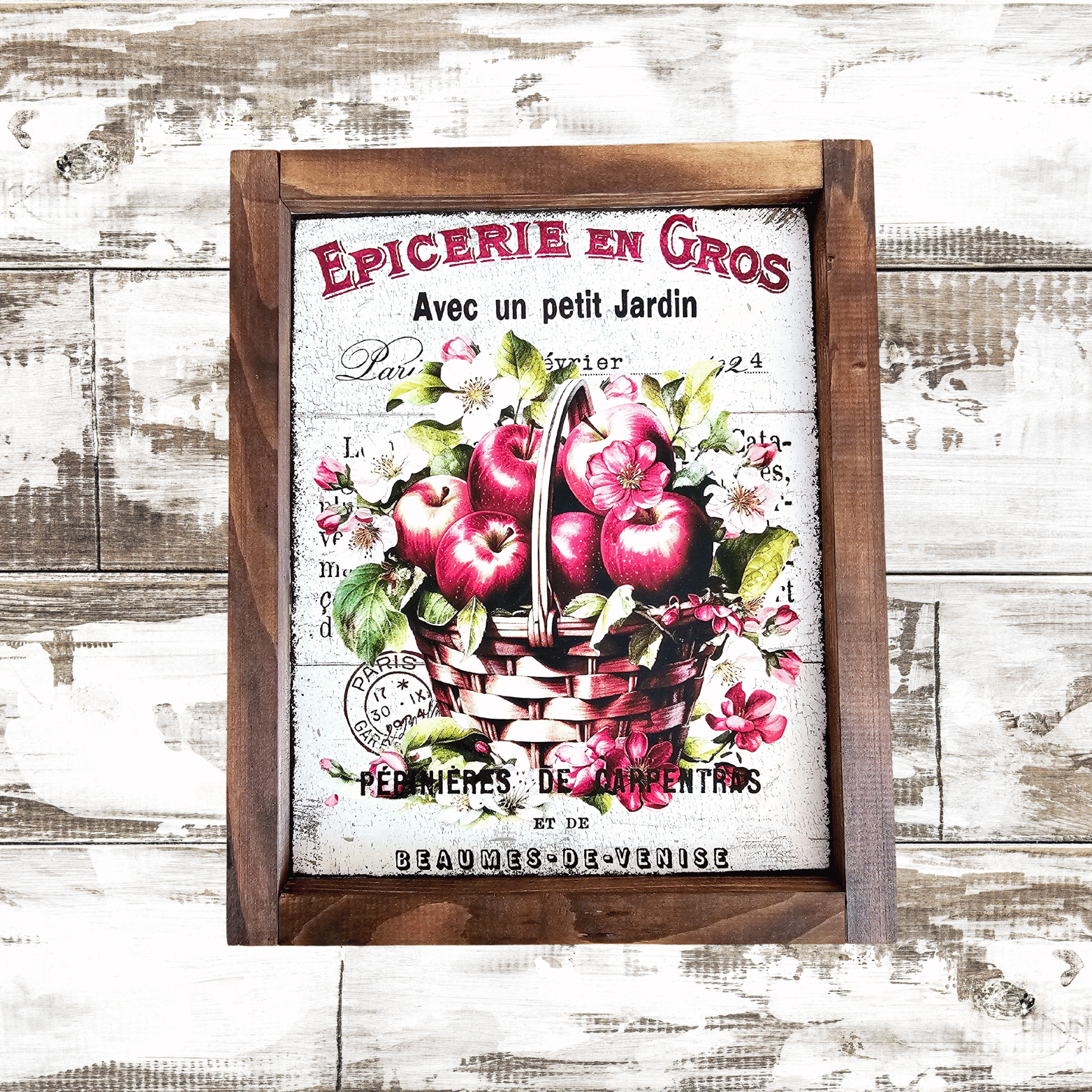 Cadre Sign Farmhouse Épicerie en Gros - Déco Vintage Rustique