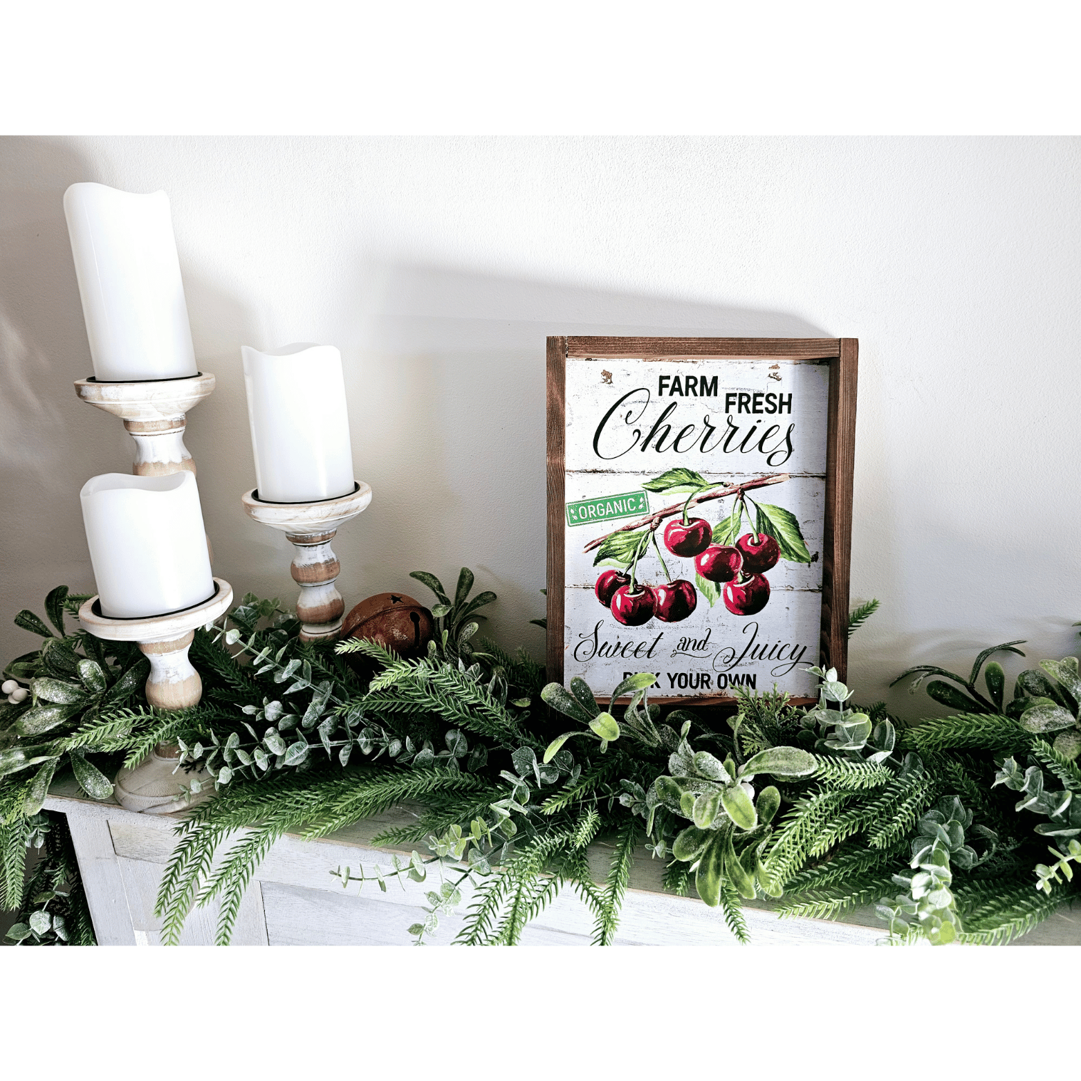 Cadre Sign Farmhouse Farm Fresh Cherries - Vintage Rustique