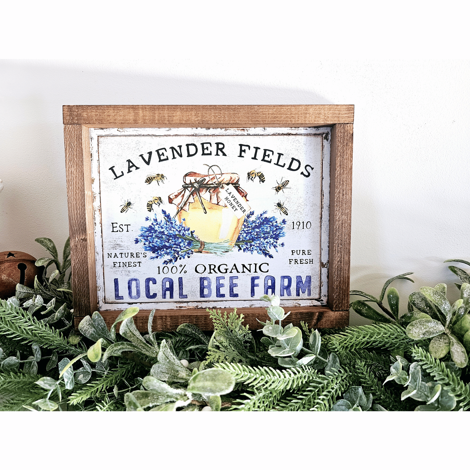 Cadre sign Farmhouse Lavender Fields - Décoration Rustique