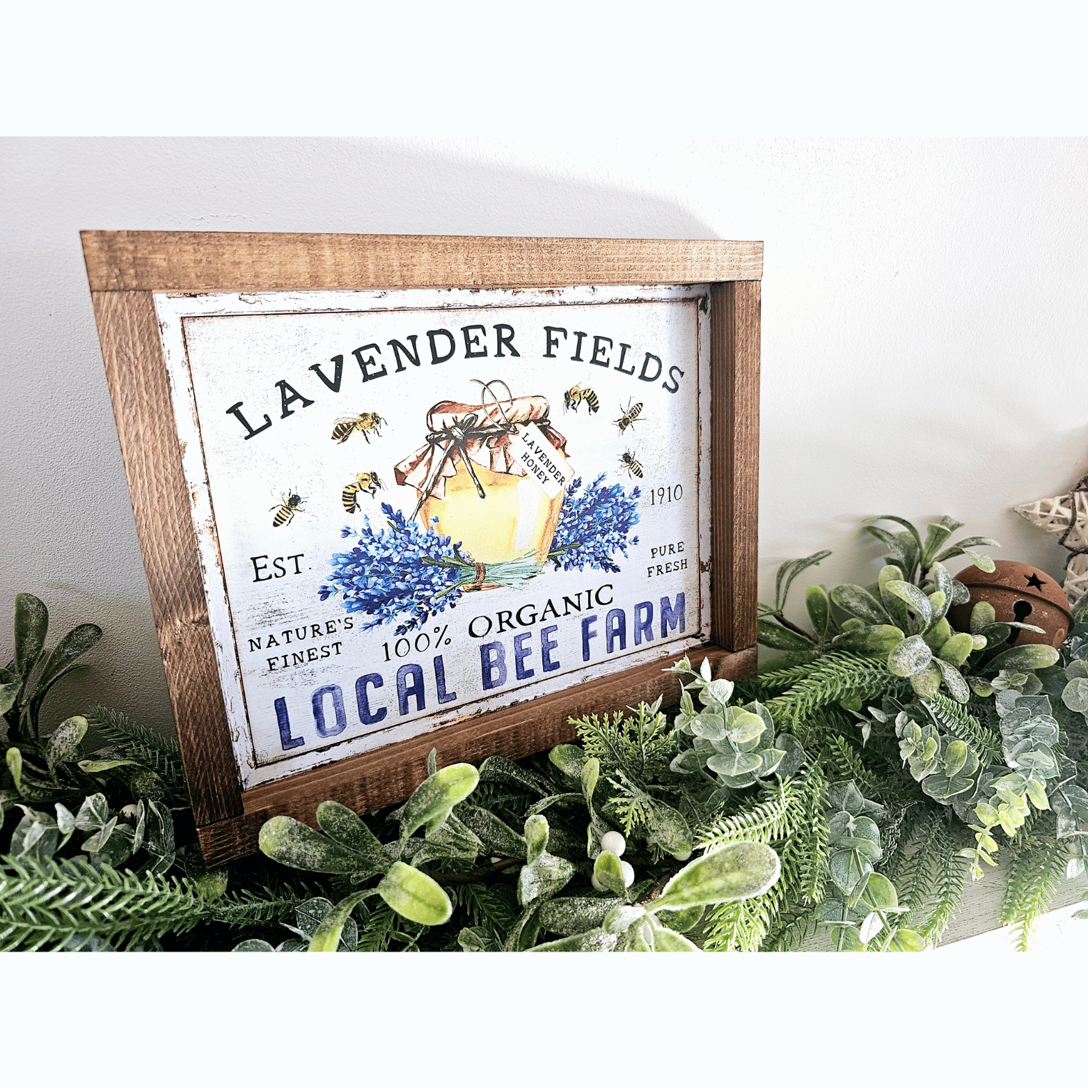 Cadre sign Farmhouse Lavender Fields - Décoration Rustique