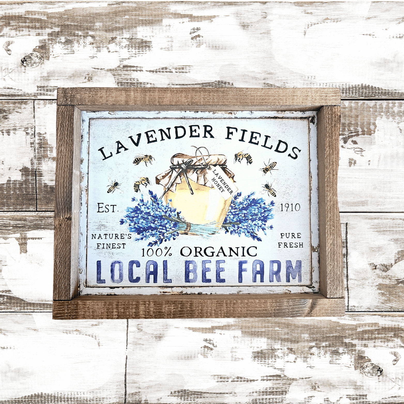 Cadre sign Farmhouse Lavender Fields - Décoration Rustique