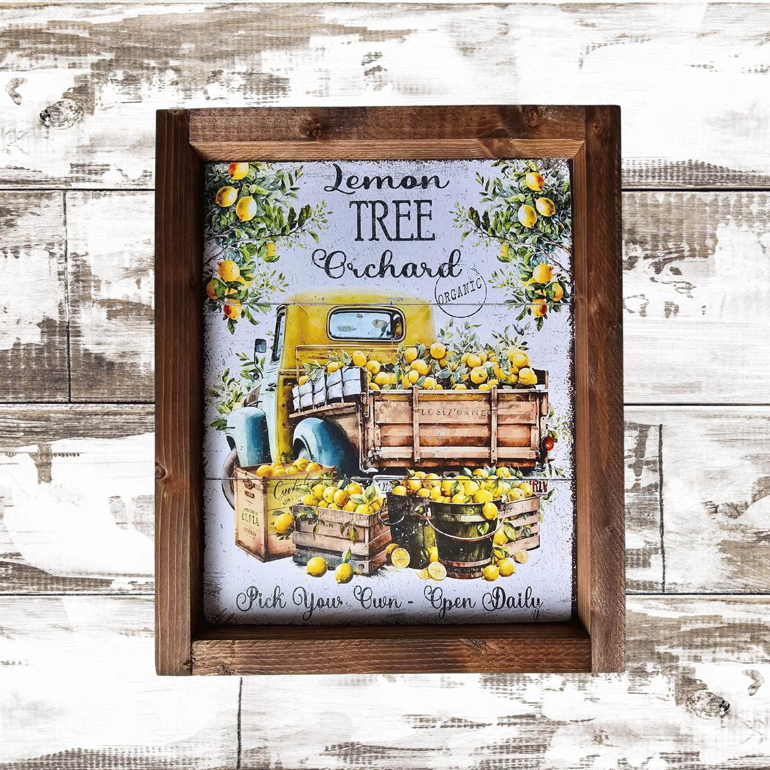 Cadre sign Farmhouse Lemon Tree Orchard - Décoration Rustique