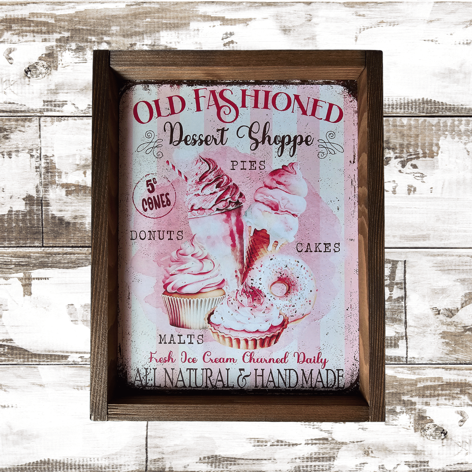 Cadre Sign Farmhouse Old Fashioned Dessert Shoppe