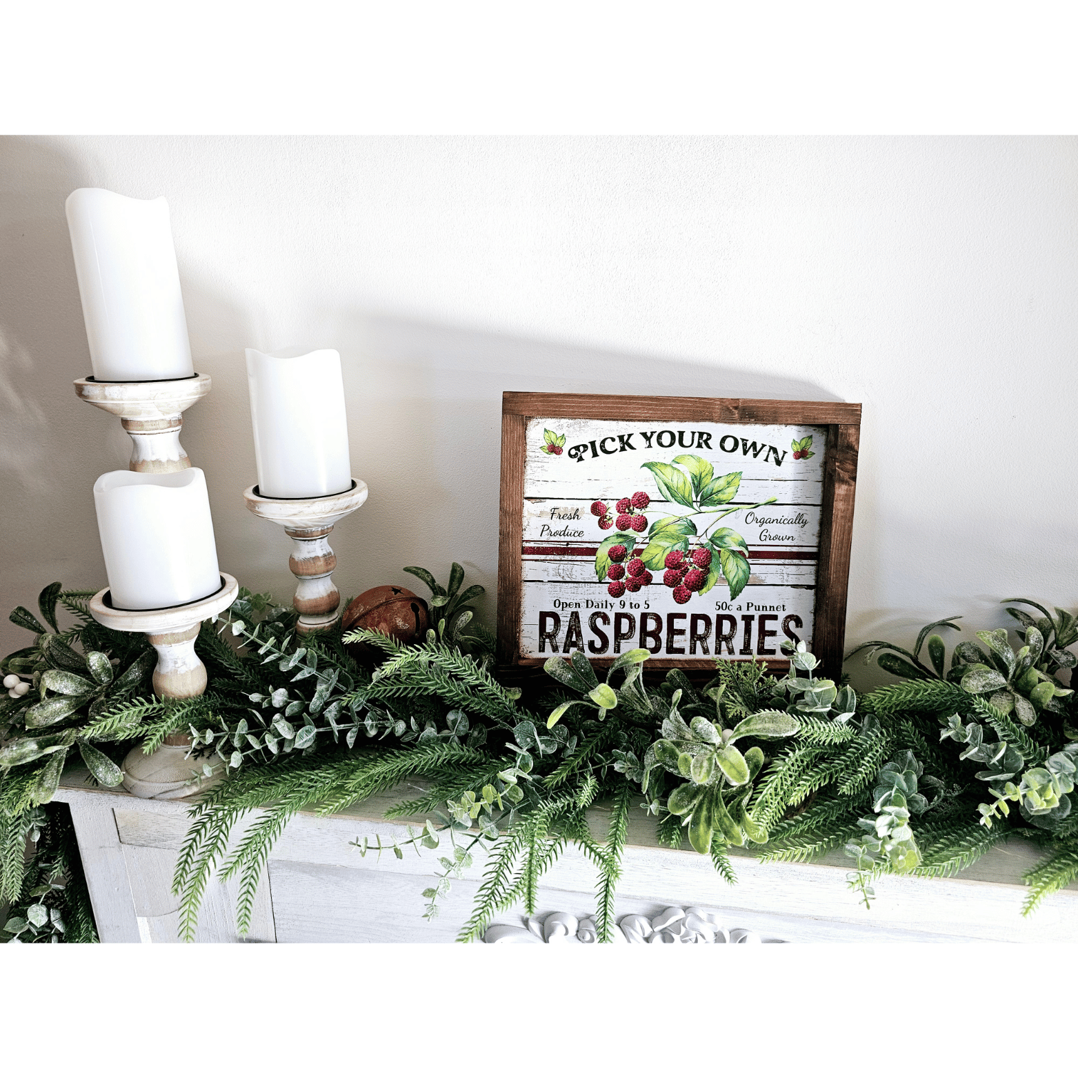 Cadre Sign Farmhouse Raspberries - Déco Vintage Rustique