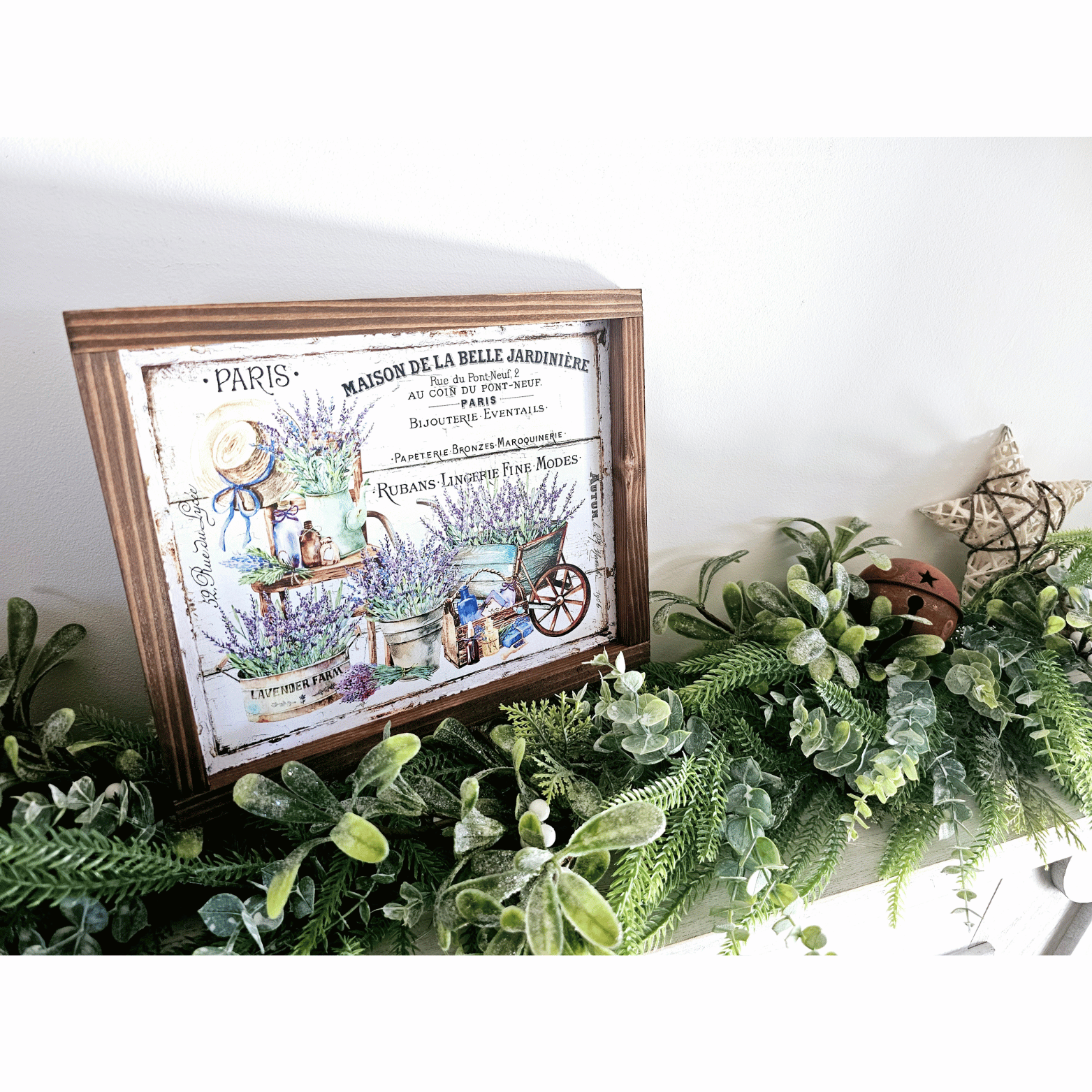 Cadre sign Farmhouse Lavande - Décoration Vintage en Bois