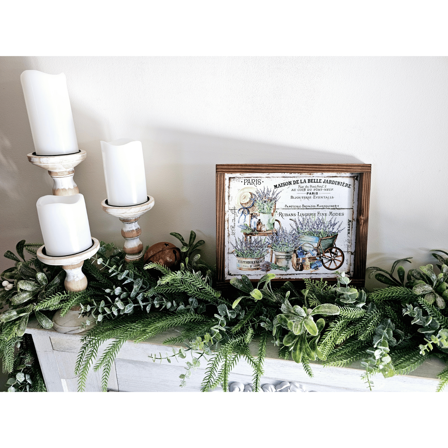 Cadre sign Farmhouse Lavande - Décoration Vintage en Bois