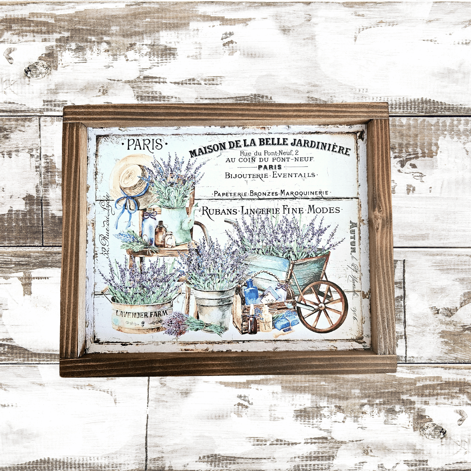 Cadre sign Farmhouse Lavande - Décoration Vintage en Bois