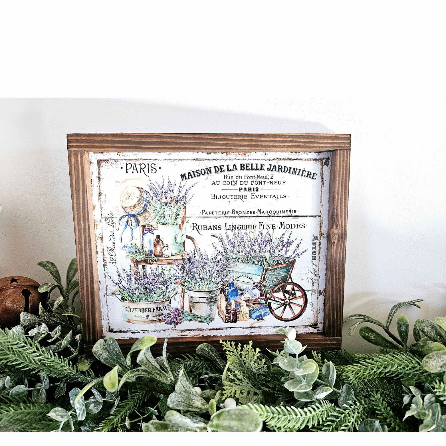 Cadre sign Farmhouse Lavande - Décoration Vintage en Bois
