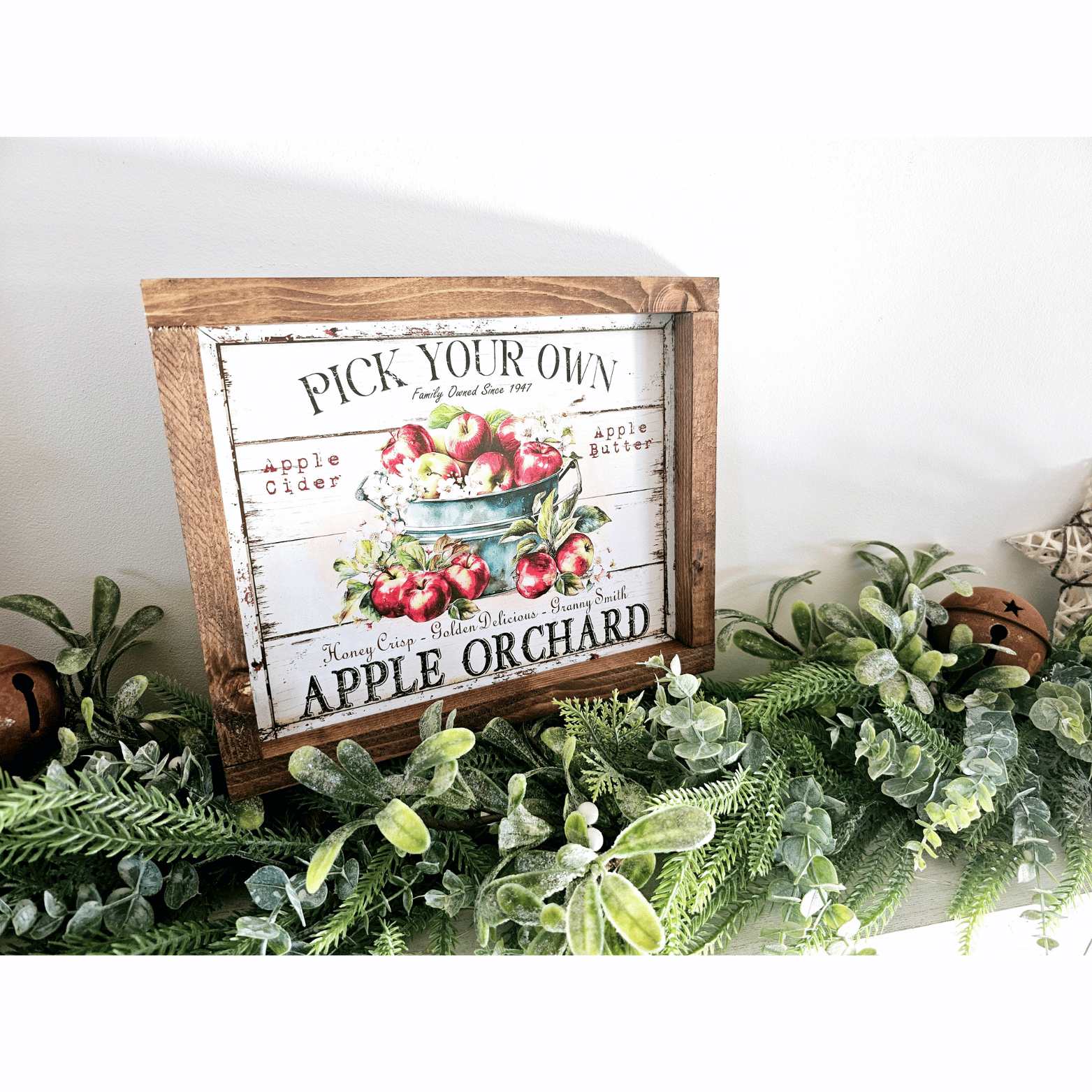 Cadre Sign Farmhouse Apple Orchard Pick Your Own - Rustique