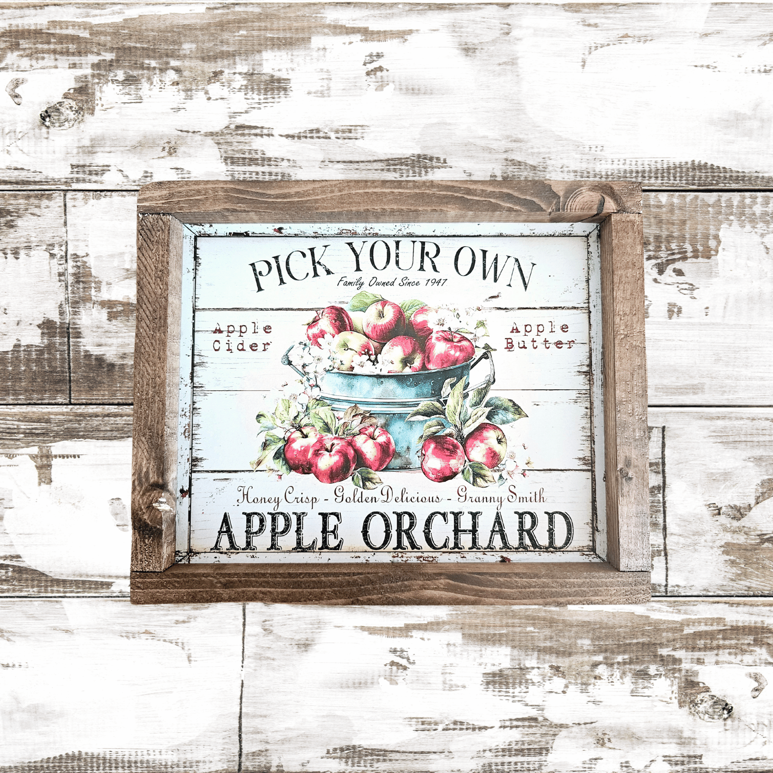 Cadre Sign Farmhouse Apple Orchard Pick Your Own - Rustique