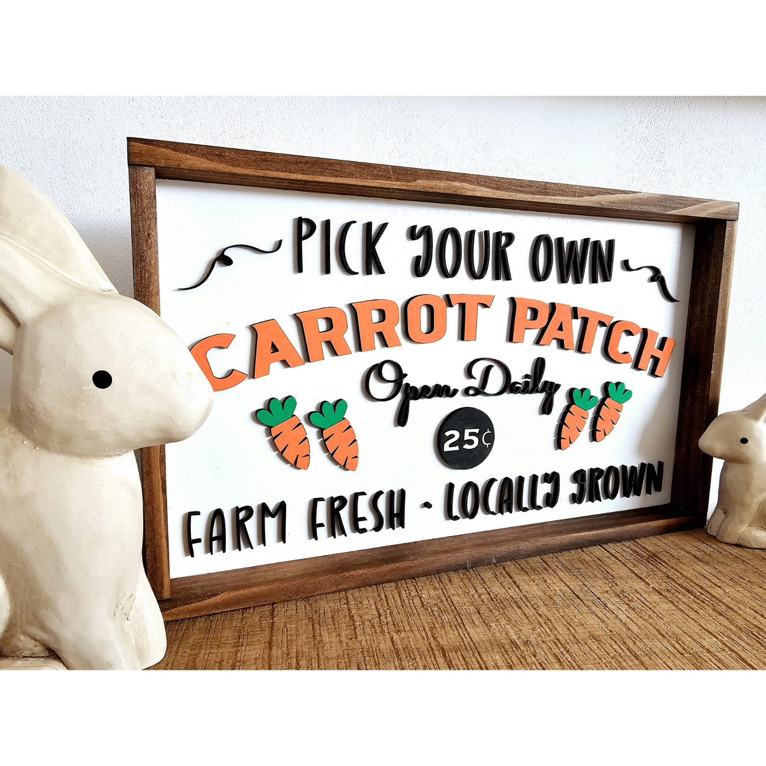 Cadre Sign Farmhouse Carrot Patch - Déco Campagne Printanière