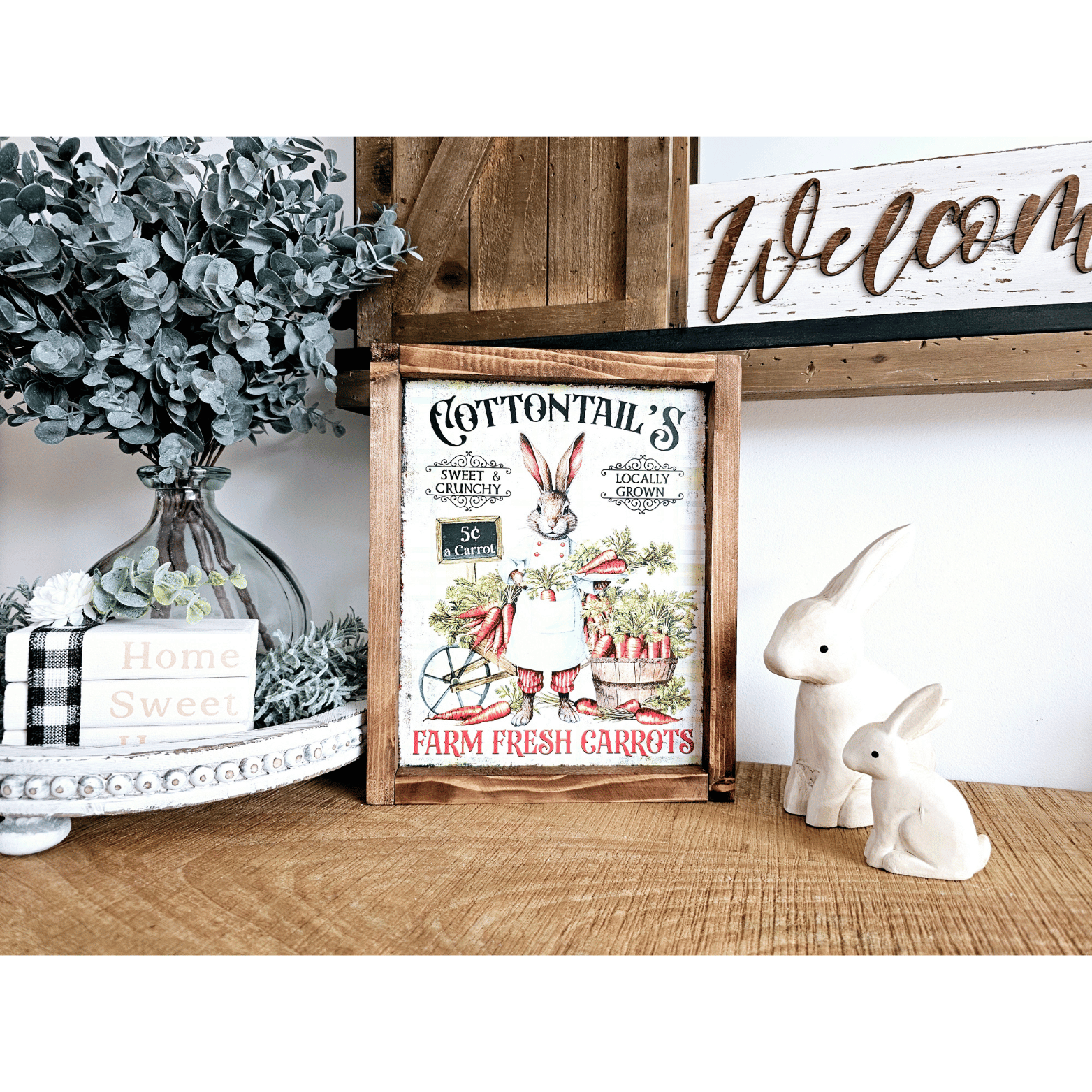 Cadre Sign Farmhouse Cottontail's Farm Fresh Carrots - Rustique