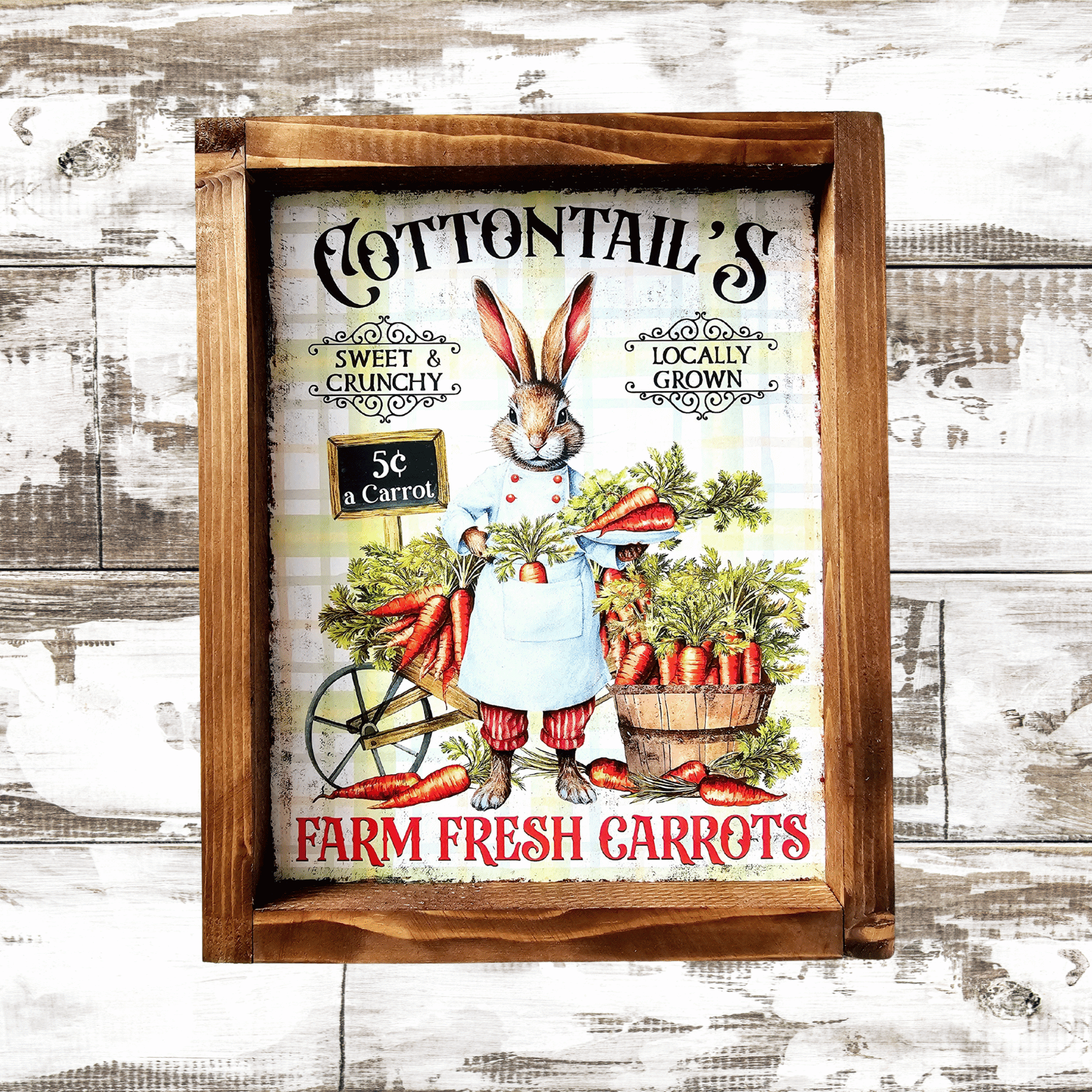 Cadre Sign Farmhouse Cottontail's Farm Fresh Carrots - Rustique
