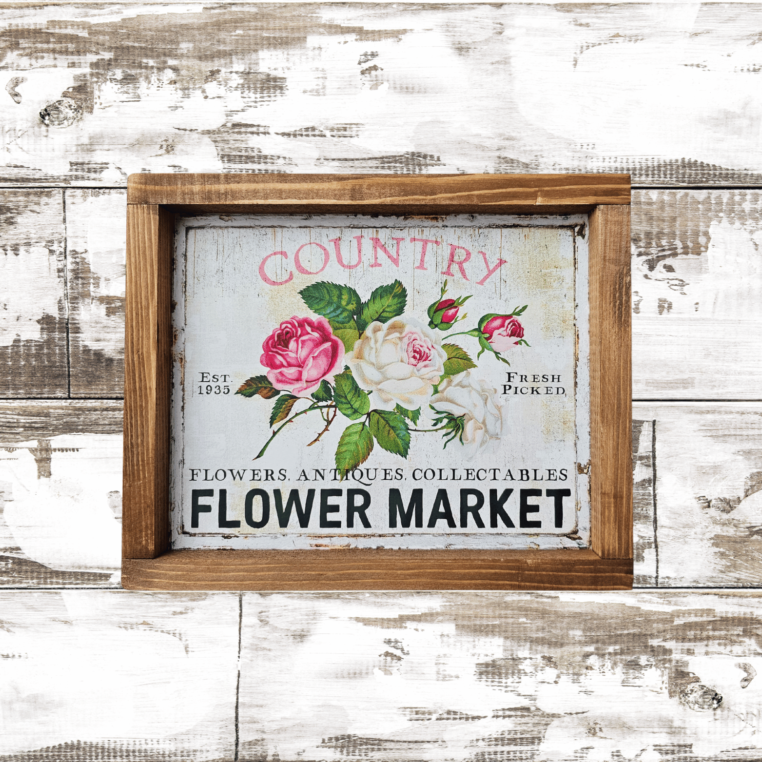 Cadre Sign Farmhouse Country Flower Market Vintage Champêtre