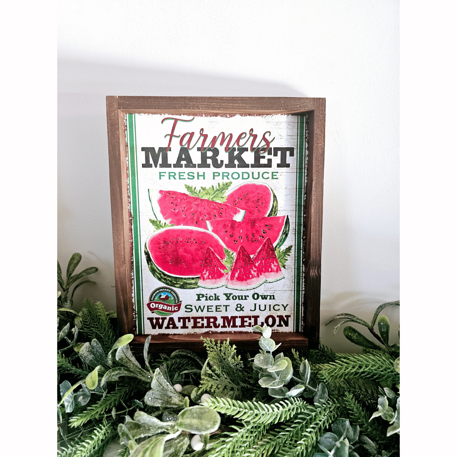 Cadre Sign Farmhouse Farmers Market Watermelon - Vintage