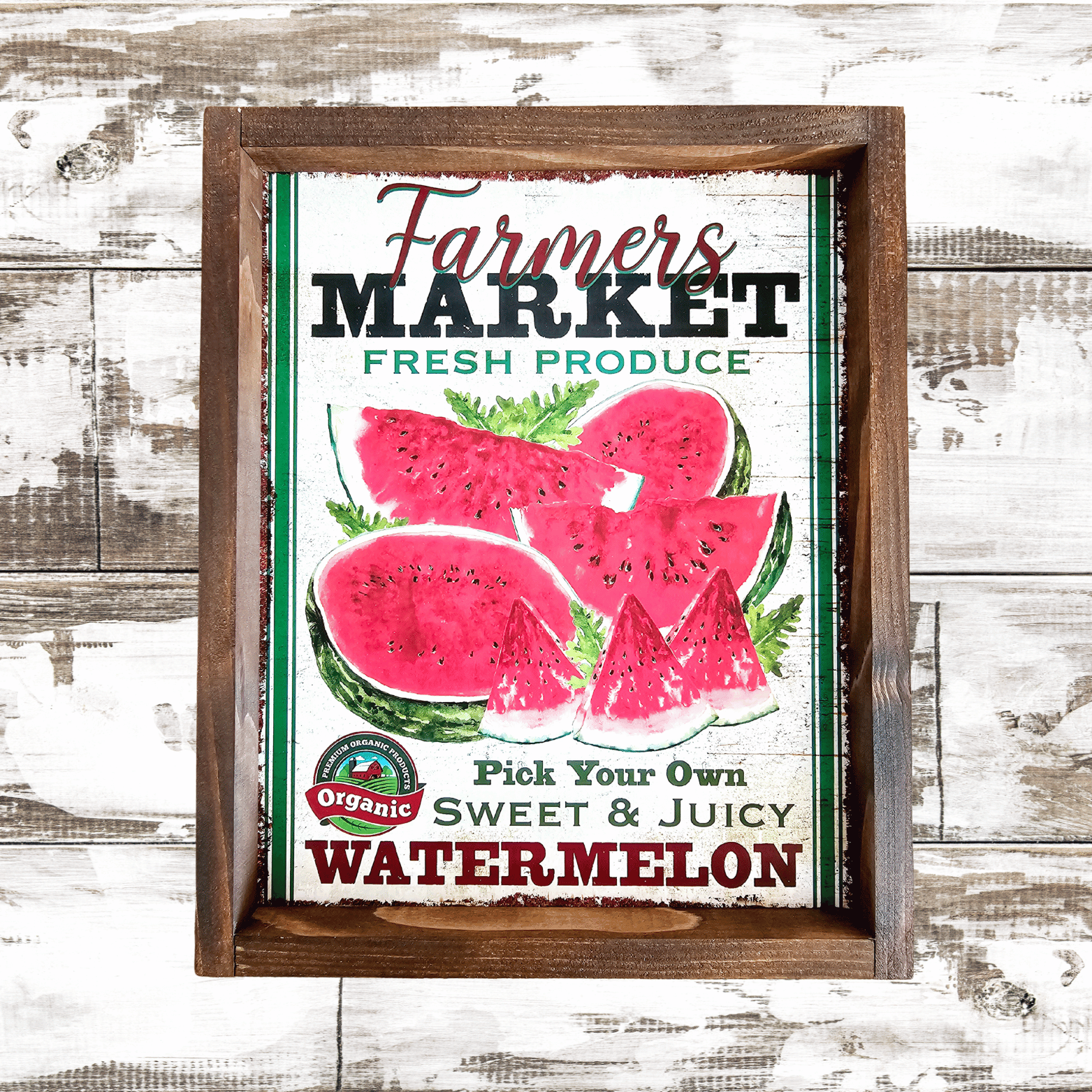 Cadre Sign Farmhouse Farmers Market Watermelon - Vintage