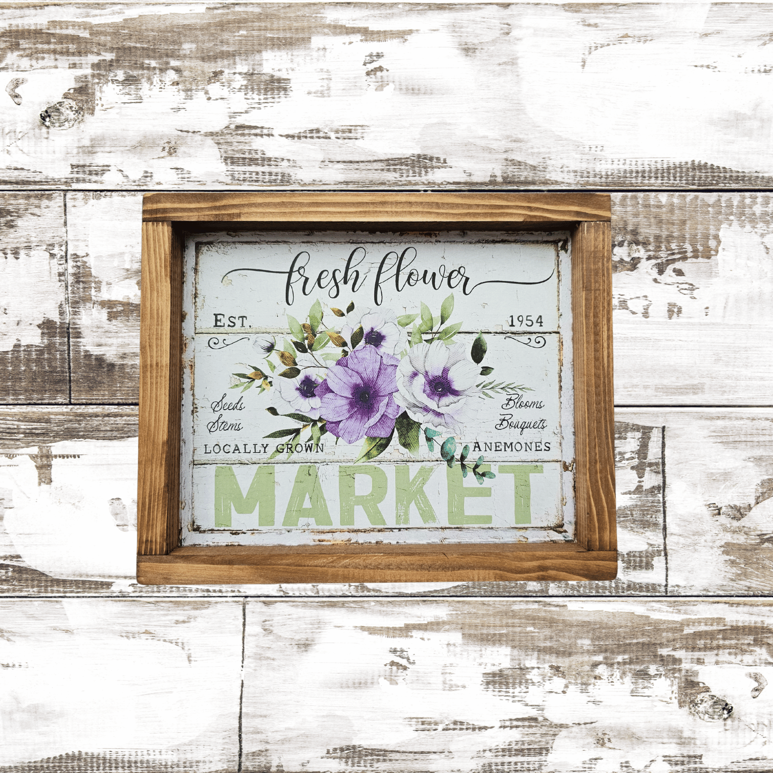 Cadre Sign Farmhouse Fresh Flower Market Vintage & Champêtre