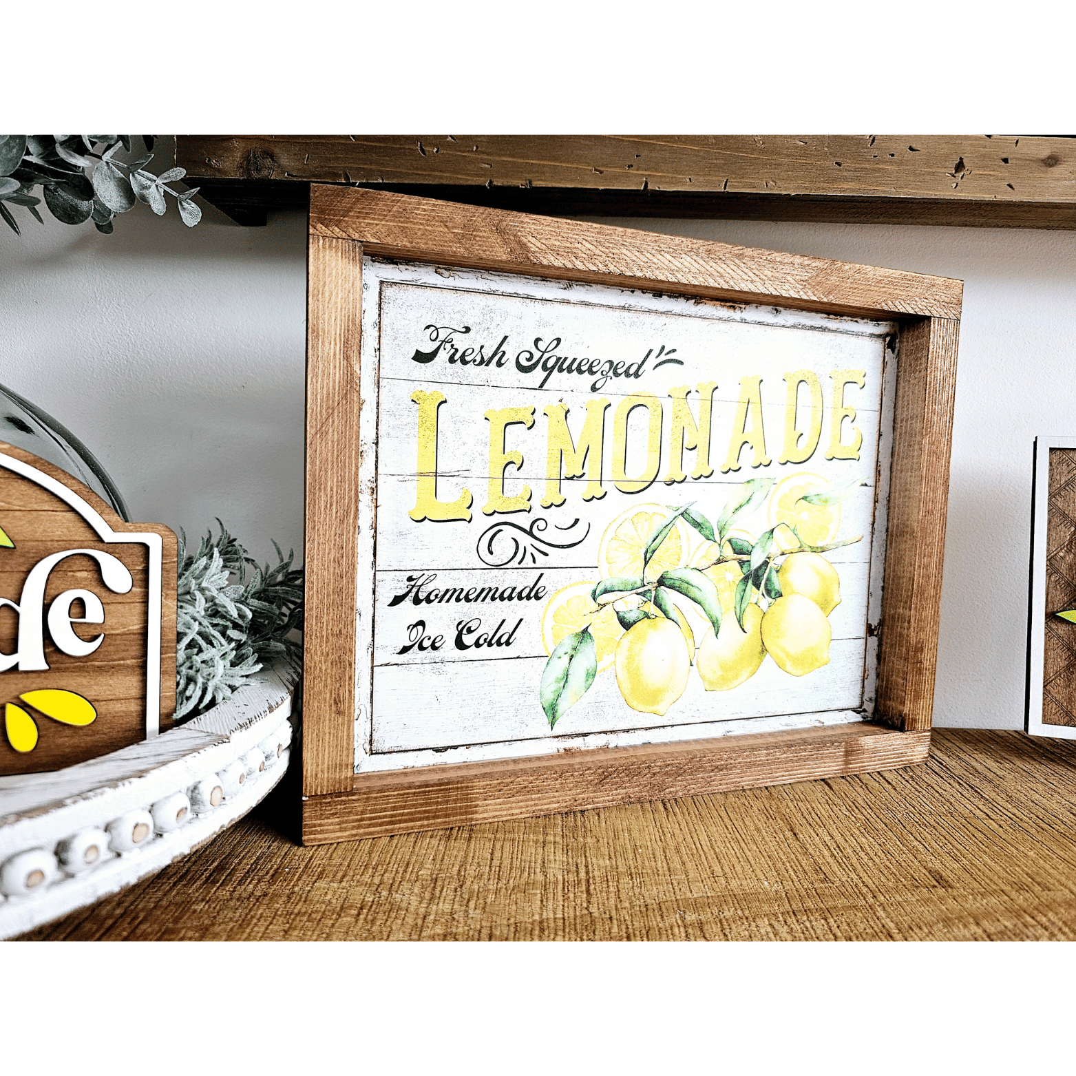 Cadre Sign Farmhouse Fresh Squeezed Lemonade - Déco Vintage