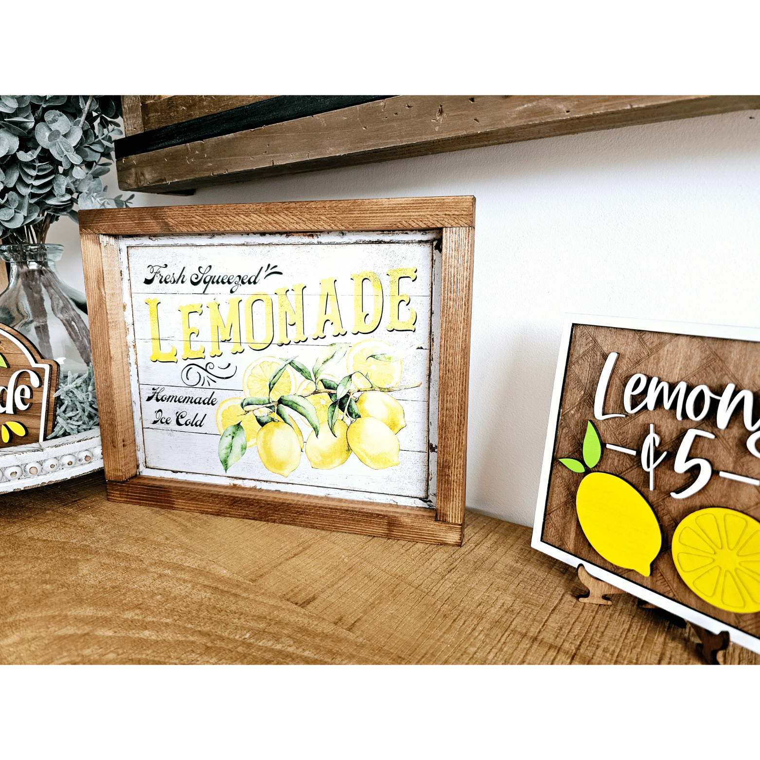 Cadre Sign Farmhouse Fresh Squeezed Lemonade - Déco Vintage