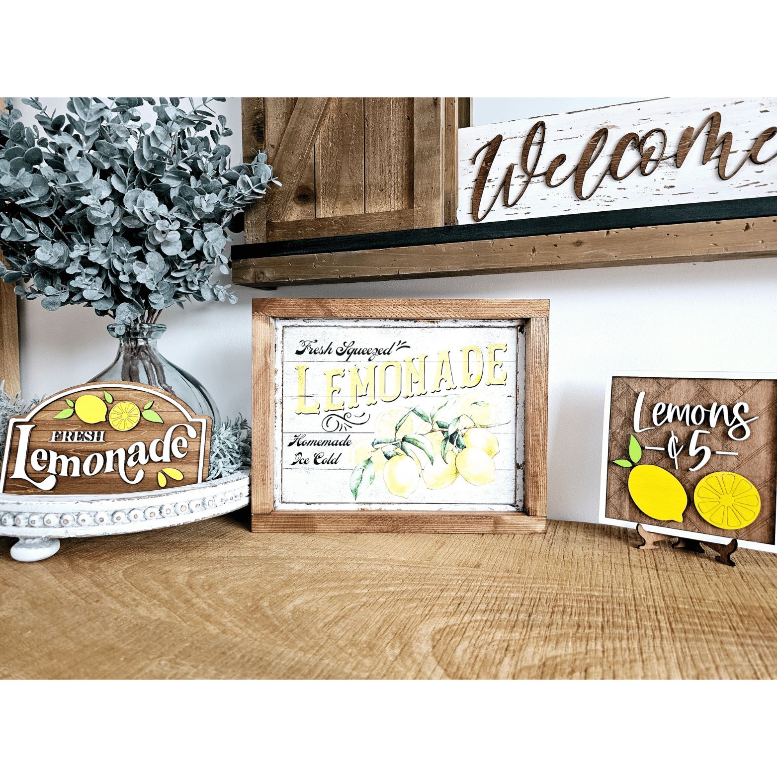 Cadre Sign Farmhouse Fresh Squeezed Lemonade - Déco Vintage