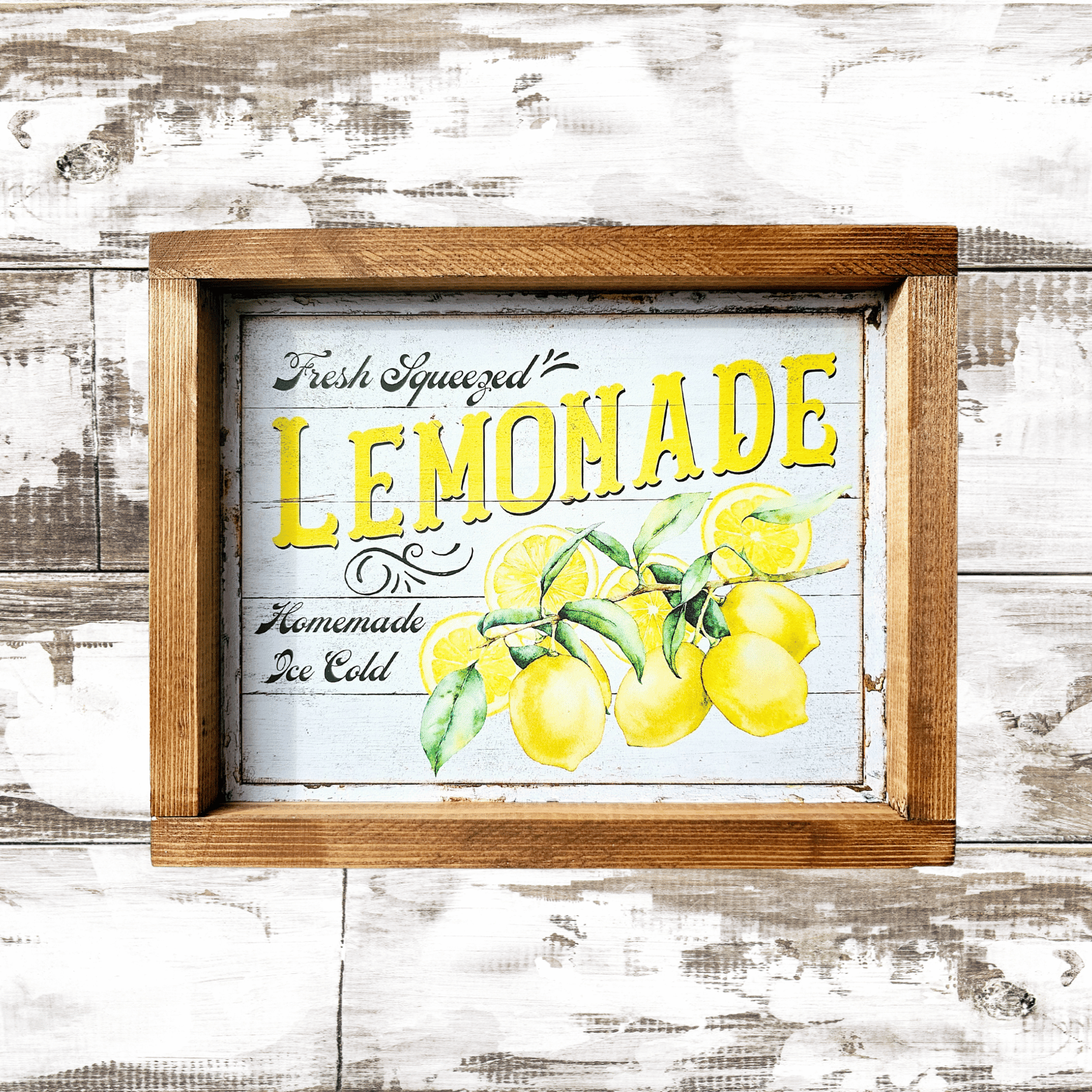 Cadre Sign Farmhouse Fresh Squeezed Lemonade - Déco Vintage