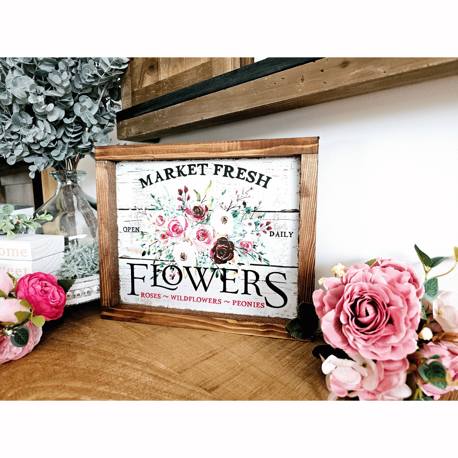 Cadre Sign Farmhouse - Market Fresh Flowers - Le comptoir farmhouse