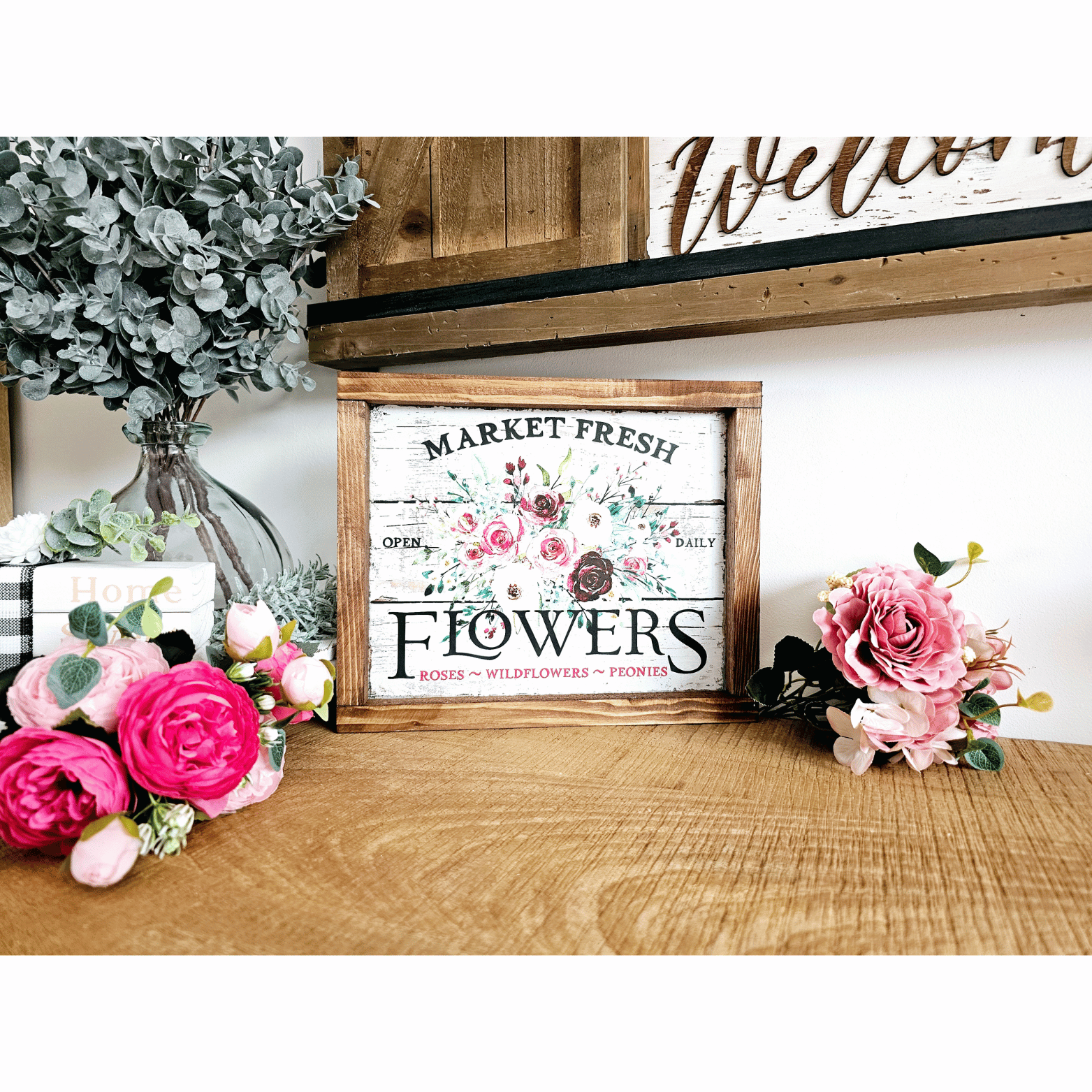 Cadre Sign Farmhouse - Market Fresh Flowers - Le comptoir farmhouse