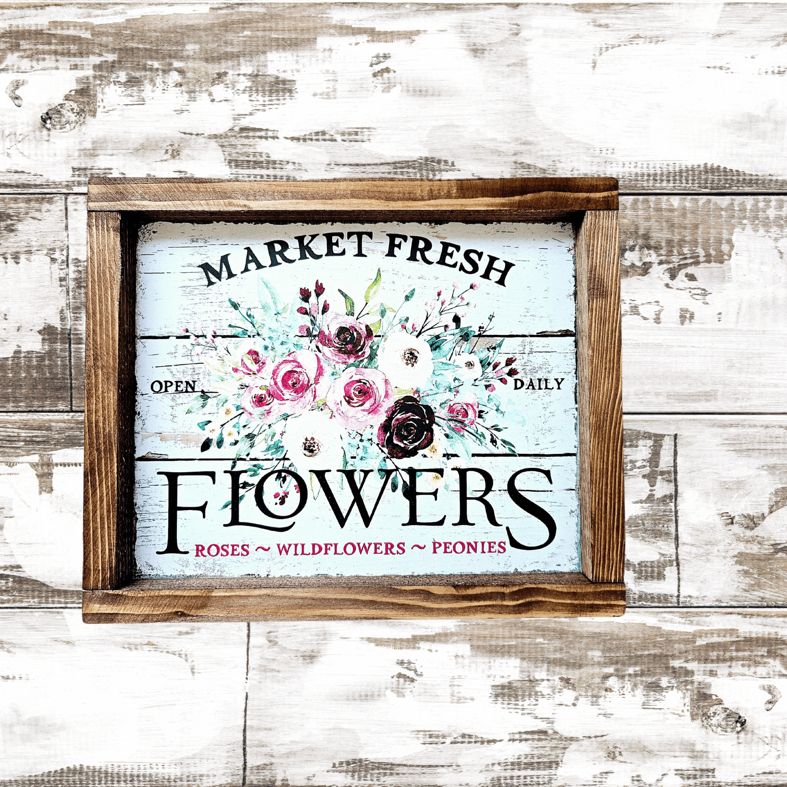 Cadre Sign Farmhouse - Market Fresh Flowers - Le comptoir farmhouse