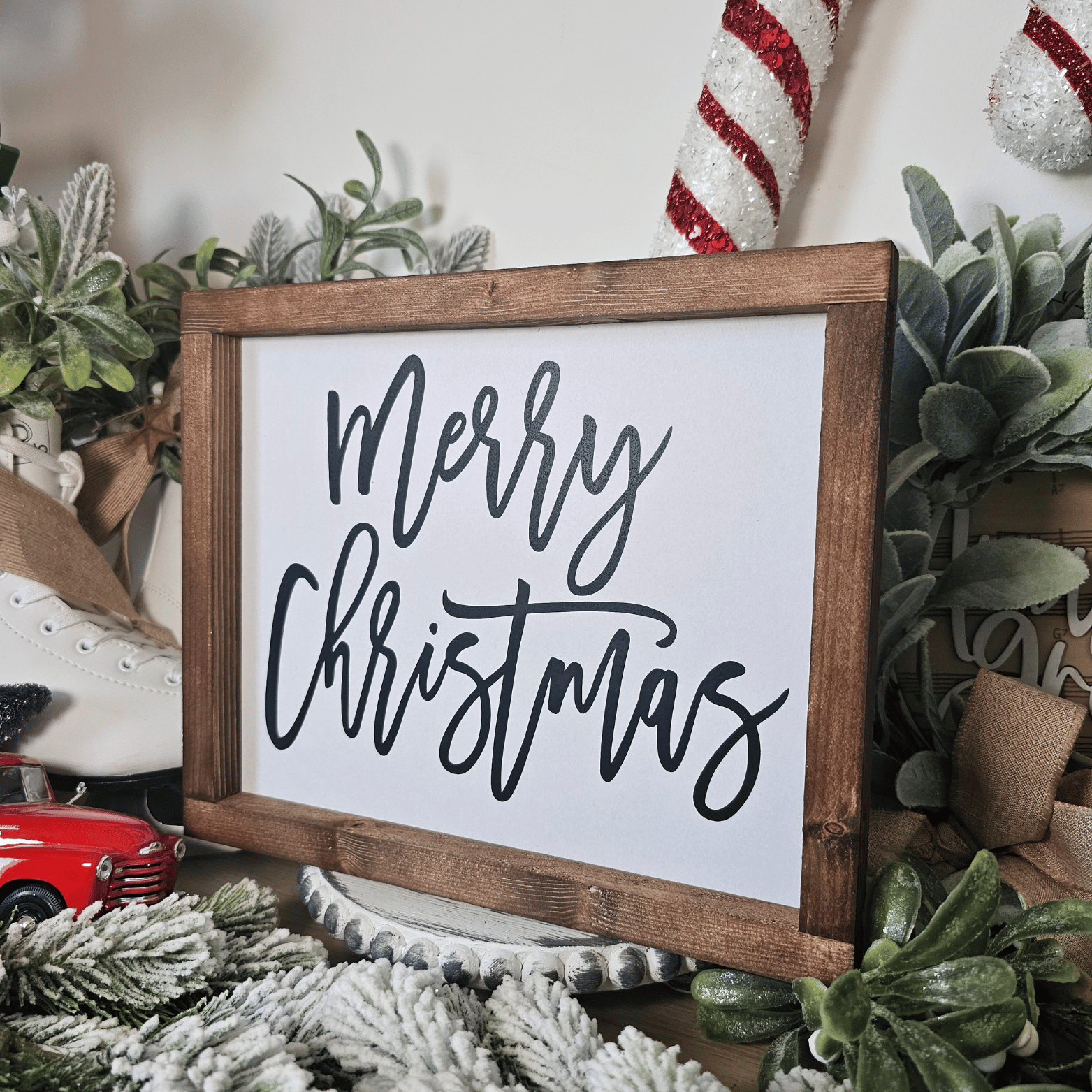 Cadre Sign Farmhouse Merry Christmas Minimaliste – Déco Noël bois noir ...